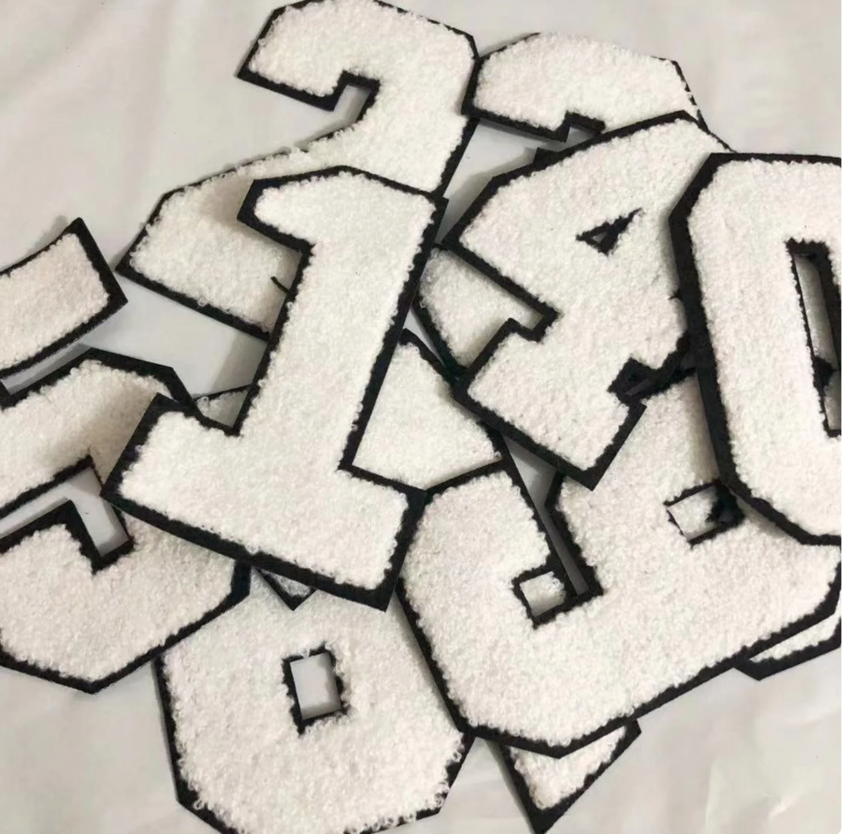 White Large Varsity Numbers- Iron-on Chenille Patches (0-9) – KaAn's ...