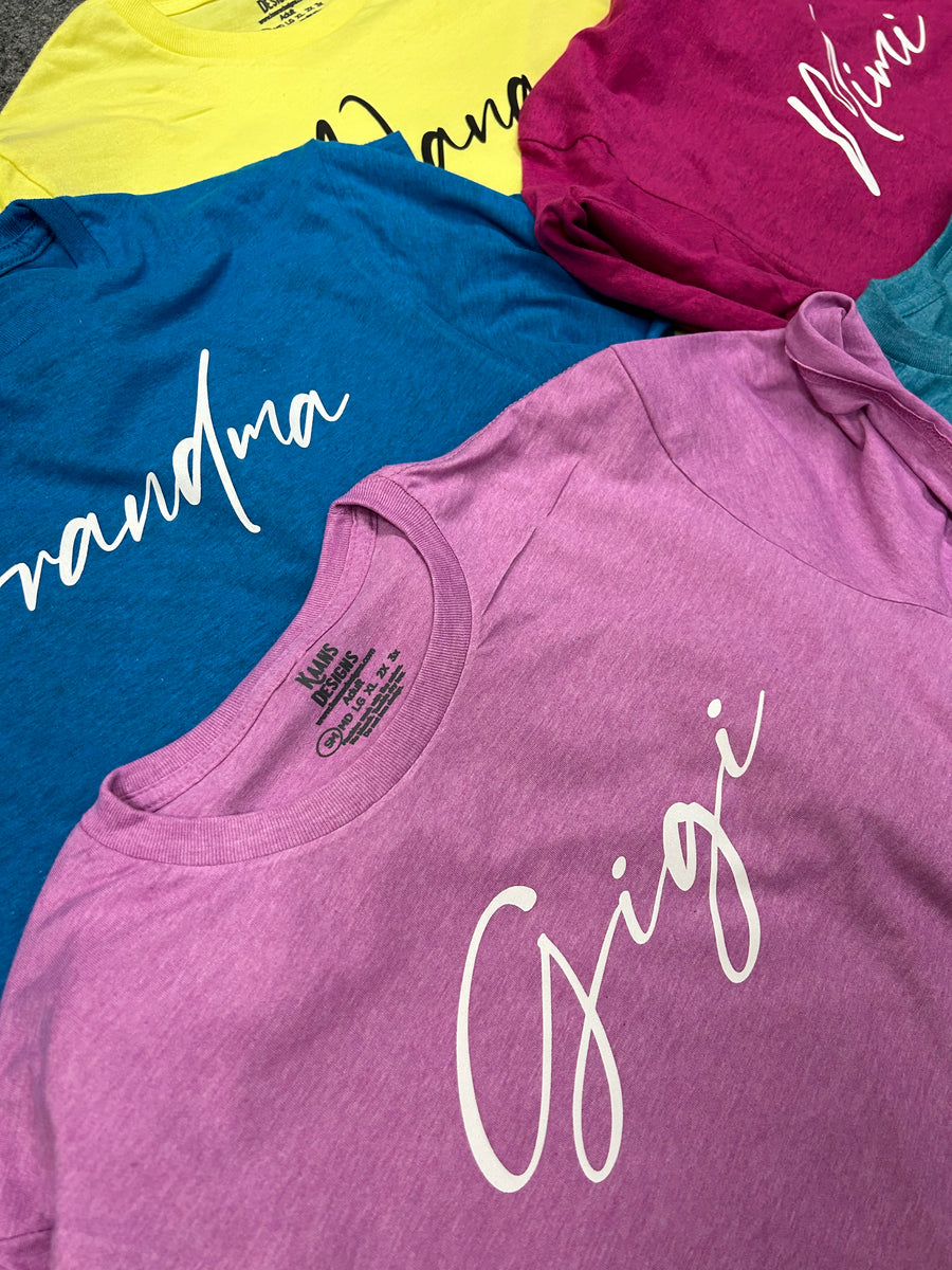 Discount TEE DEAL Name Script Shirt ( Multiple Colors) – KaAn's Designs